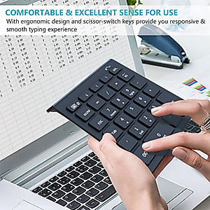 Bluetooth Number Pad for Laptop, Wireless Numeric keypad, 28 Keys Numpad Number Keypad Bluetooth 10 Keys Number Pad for Laptop, MacBook Air/Pro, iMac, Surface Pro, etc