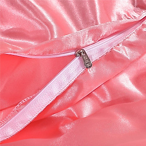 Vagasi Pink Duvet Cover Set Queen Size 3 Pieces - Comforter Cover Super Soft with 2 Pillow Shams - Satin Bedding Set Breathable & Smooth with Zipper Closure