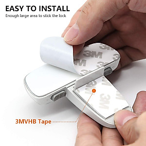 Home Refrigerator Fridge Freezer Door Lock, Latch Catch Toddler Kids Child Fridge Locks Baby Safety Child Lock, Easy to Install and Use 3M Adhesive no Tools Need or Drill(1 Pack, White)