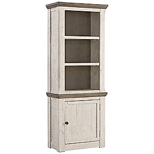 Signature Design by Ashley Havalance Modern Farmhouse Right Pier Cabinet, Shelves for Storage, Weathered Gray & Vintage White