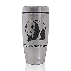 SkunkWerkz Commuter Travel Mug, Panda Bear, Personalized Engraving Included