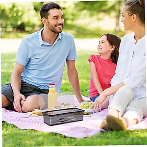 TOPBATHY Flatware Plastic Tray with Lid Kitchen Cutlery and Utensil Drawer Organizer Silverware Countertop Storage Container (Black)