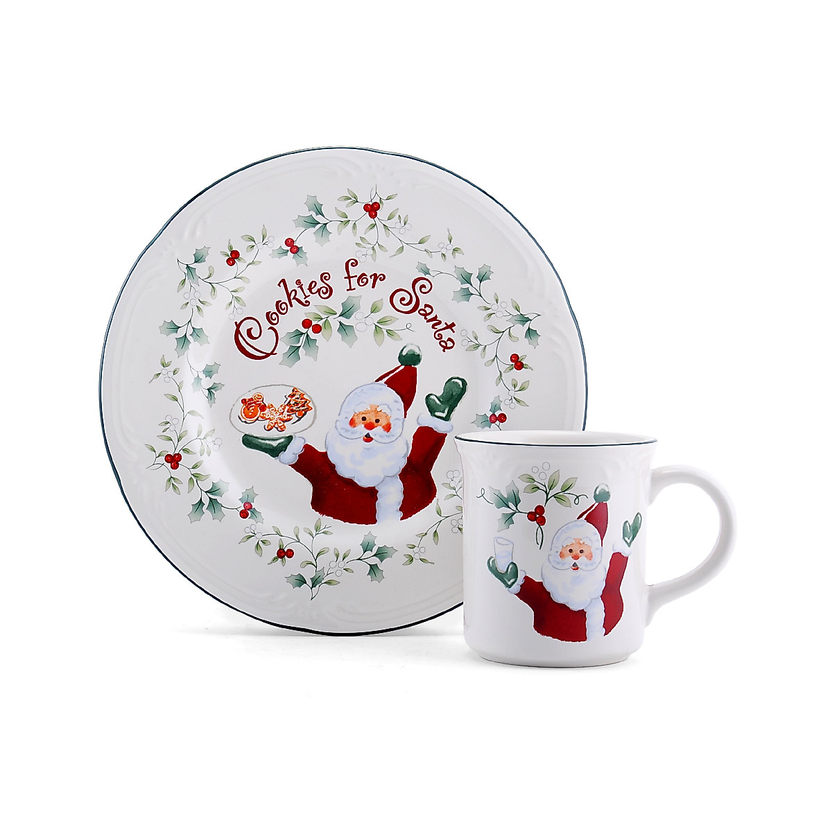 Pfaltzgraff Winterberry "Cookies And Milk For Santa" Set