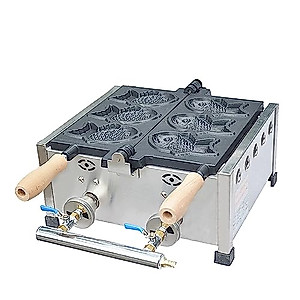 3 Pcs Gas Taiyaki Making Machine,Commercial Waffle Taiyaki Maker Machine,LPG gas Nonstick Waffle Maker,Fish Shaped Waffle Machine for Bakery,Restaurant,Home,etc.