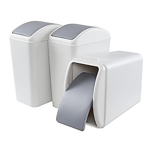 Taysisiter 4.5 Gallon Slim Plastic Trash Can with Lid, Swing Top Garbage Bin, 3 Packs