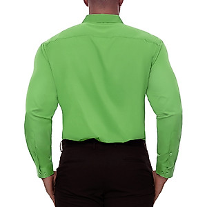 Alimens & Gentle Men's Bright Green Slim Fit Dress Shirts Solid Muscle Fit Wrinkle-Free Casual Button Down Shirt
