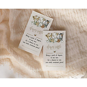 Paper Clever Party Flora Safari Diaper Raffle Tickets for Baby Shower Games, Invitation Insert Cards, 50 Pack