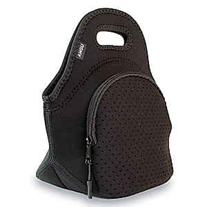 ANGU Neoprene Lunch Bag with Pocket - Keep Your Lunch Nice and Chilled - Washable Lunch Bags Made of Durable 5mm Neoprene - Quality YKK Zippers will Never Break - Soft Cotton Feel (Black)