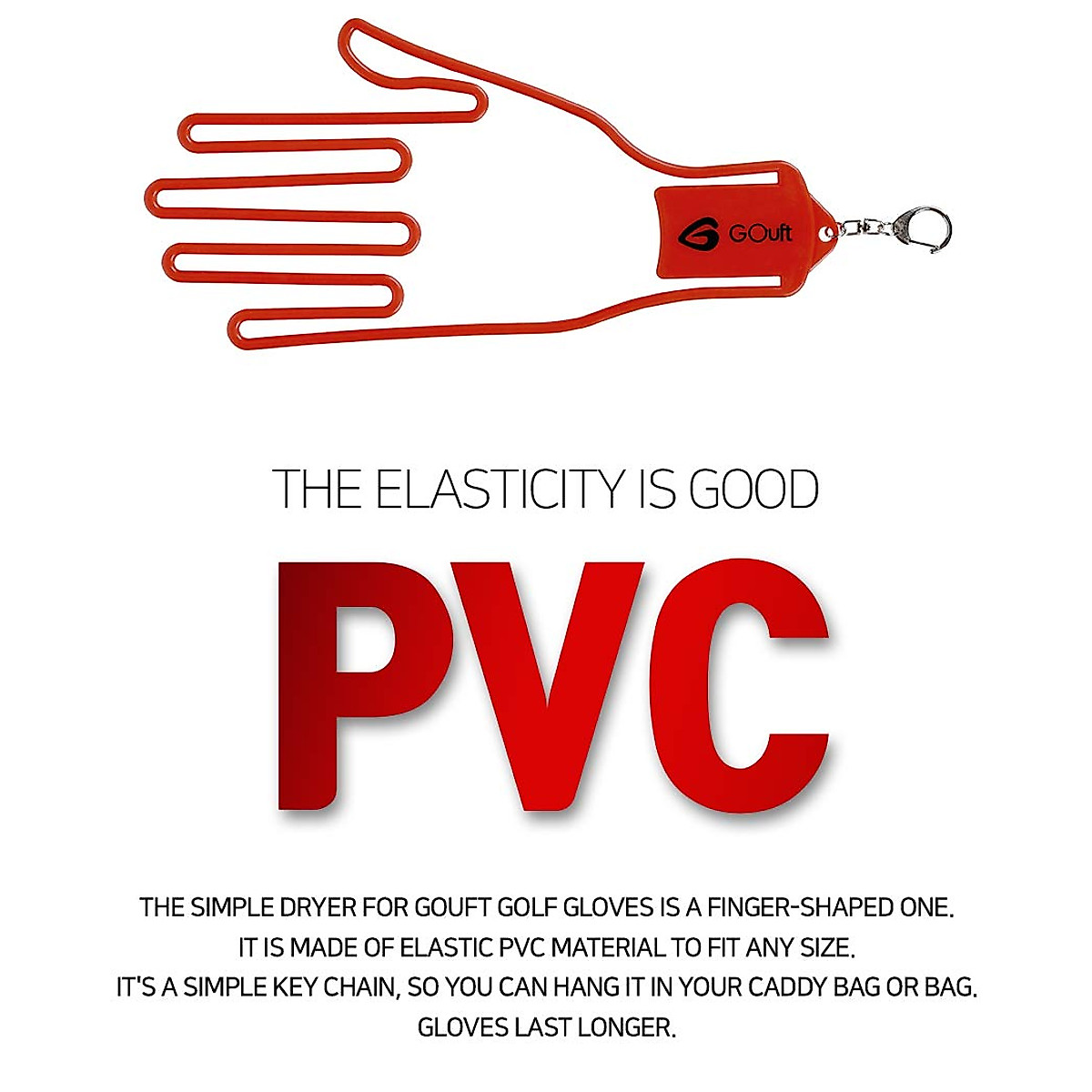 GOuft Golf Glove Stretcher/Golf Glove Dryer (Key Chain) (Red)