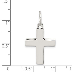 Solid 925 Sterling Silver Latin Cross Charm Pendant - 29mm x 27mm