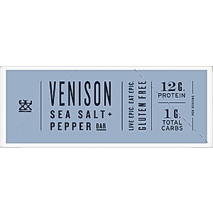 EPIC Venison Sea Salt & Pepper Bars, Keto Friendly, Gluten Free, 12 ct