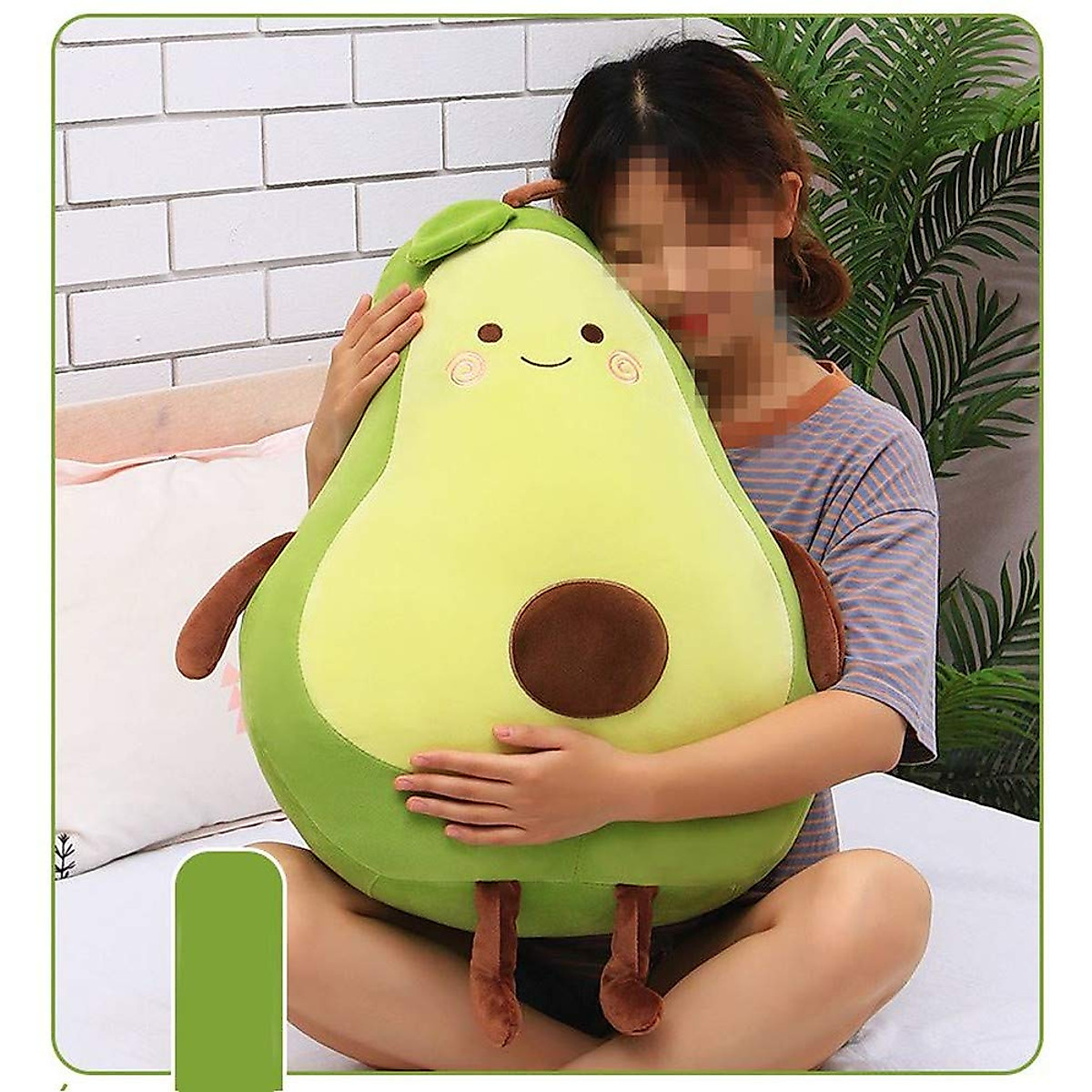 XICHEN 27 Inch Green Large Simulation Avocado Plush Toy Doll Sleeping Pillow Doll Doll, Holiday Warm Gift Plush Toy Pillows (Seated)
