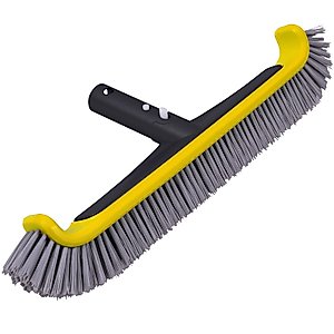 POOLAZA Pool Brush, Heavy Duty Pool Brushes for Cleaning Pool Walls Steps & Corners, Aluminum Structure Pool Brush Head for Inground Pools, Premium Nylon Bristle Swimming Pool Brush with EZ Clip