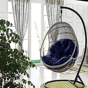 Hanging Basket Hanging Egg Chair Cushions,Indoor/Outdoor Swing Chair Cushion,Waterproof Soft Comfy Hammock Chair Seat Pads Back Cushion,Basket Chair Cushion for Patio Garden (Navy Blue)