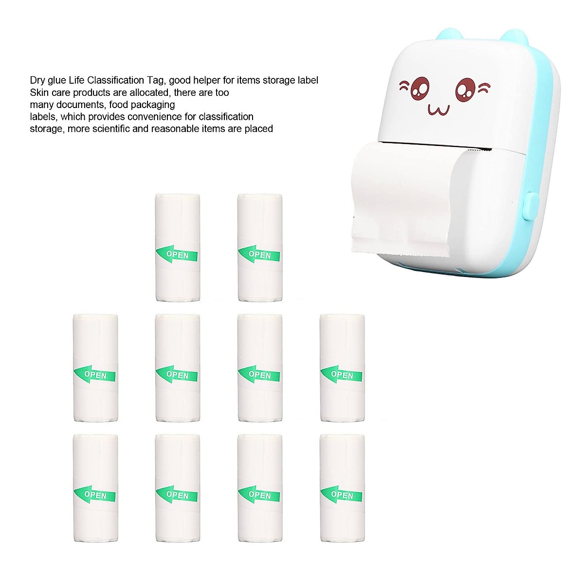 HEITIGN Set 10 Roll Printing Paper Mini Portable Bluetooth Photo Printer 57 x 25 mm White Self Adhesive Paper Portable Pocket Printer Labels Office Print Memo for Android iOS Accessories