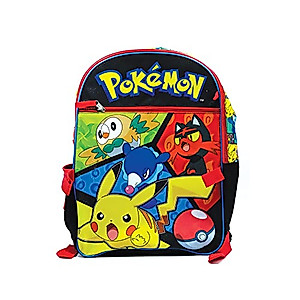 Pokemon Pikachu Characters Print 5 Pc Backpack Bookbag Set Lunch Box Water Bottle