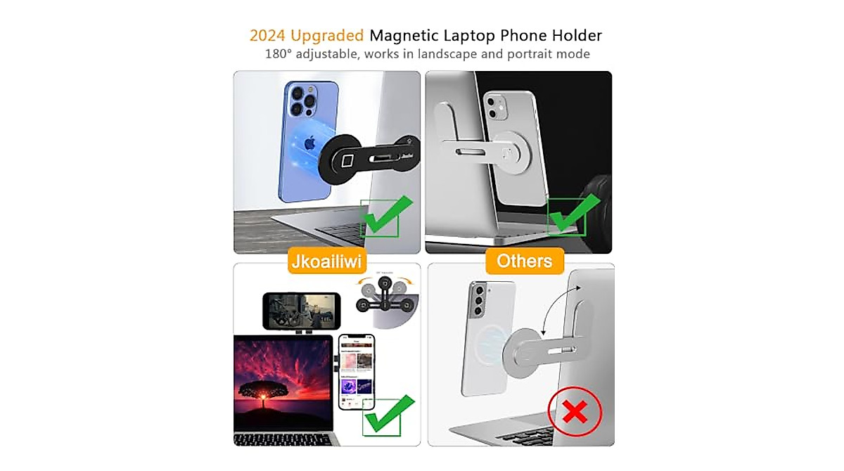 Jkoailiwi Dual Screen Magnetic Phone Holder for Laptop | Extend Your ...
