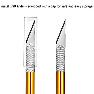4 Pieces Craft Knife Hobby Knife with 40 Pieces Stainless Steel Blades Kit for Cutting Carving Scrapbooking Art Creation (Yellow, Red, Blue, Rose Red)