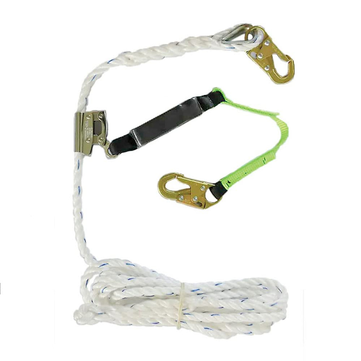Peakworks Fall Protection Contractor Roofers Kit, with 3' Shock-Absorbing Lanyard, Double-Locking Snap Hook, 50 ft Long, 310 lbs Capacity, V8257282