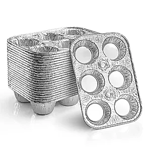 DOBI Muffin Pans (20 Pack) - Disposable Aluminum Foil 6-Cup Cupcake Pans, Standard Size. Classic Muffin Tin Size for Baking Cupcakes, Muffins and Mini Quiches