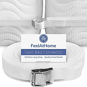 FeelAtHome Twin Bed Converter - Twin to King Mattress Joiner, 33ft Long Connecting Strap