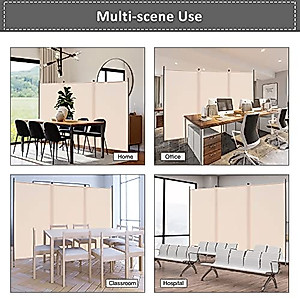 Spurgehom Room Divider,3 Panel Folding Partition Privacy Screens, Freestanding Fabric Room Panel, Portable Folding Room Divider Wall for Office, Room,Restaurant，102" W X 71" H Beige