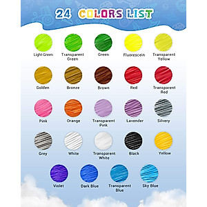 24 Colors 3D Pen PLA Filament Refills, 1.75mm Premium Filament for 3D Printer/3D Pen, Each Color 10 Feet, Total 240 feet, with 2 Finger Caps by SONGTIY, Christmas Gifts