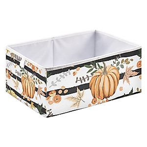 Autumn Fall Pumpkins Thanksgiving Day Storage Basket Storage Bin Rectangular Collapsible Toy Bins Empty Gift Baskets Organizer for Boys Girls Toys