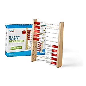 hand2mind 100 Bead Wooden Rekenrek, Abacus for Kids Math, Math Manipulatives Kindergarten, Counting Rack for Kids, Counters for Kids Math, Educational Toys for Elementary Kids (Set of 1)