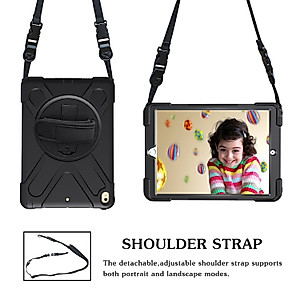 TSQ Case for iPad Air 3 10.5" 2019/ Pro 10.5 Inch Case 2017 | Military Grade Heavy Duty Rugged Protective Kids Case with Rotating Stand, Hand/Shoulder Strap, Cover for iPad Air 3rd Generation | Black