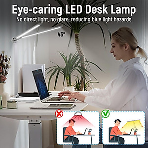 Foldable Desk Lamp for Home Office - Bright Led Desk Light for College Dorm, Dual Swing Arm Dorm Study Desk Lamp, Eye-Caring Architect Desktop Study Lamp, Dimmable Study Light Craft Task Lamp(White)