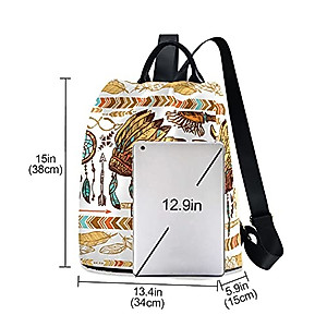 Casual Backpack (Native Americans Element) Print for Women, Fashion Anti Theft School Travel Backpack Purse 15 inch Full print Aesthetic with Fuzz Ball Key Chain