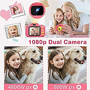 Kids Camera for Girls, Toddler Camera 1080P 32GB Kids Digital Video Camera Toys Gifts for Boys Girls 3 4 5 6 7 8 Year Old Rechargable 2.0 Inch (Pink)