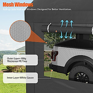 JAMFLY Carport, 12x20 ft Heavy Duty Carport Canopy with Roll-up Windows, Portable Garage with Removable Sidewalls & Doors, Car Canopy with All-Season Tarp for Car, Truck, Boat