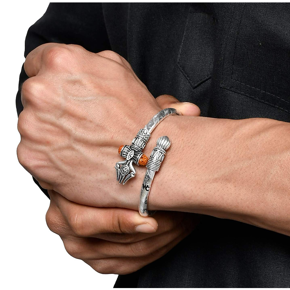 Wonder Care WC Shiv Bracelet Cuff Kada for men| Lord Shiva Bahubali Brass Bracelet for men| Religious Brass Shiv kada | Free size Bracelet For Mahashivratri | Mahadev Bracelet Pack of 2