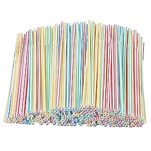 1000pcs Flexible straws,Plastic Drinking straws, 8" Long, Stripes Multiple Colors Straws ,suitable for various drinks, juice, milk, tea, cocktails, parties, daily use (1000pcs)