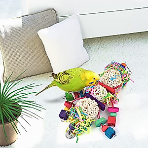 Bissap Conure Toys, Bird Parrot Foraging Shredder Hanging Toys Sola Balls Sepak Takraw with Bell for Small Parrots Parakeets Conures Cockatiels Love Birds Cage Toy