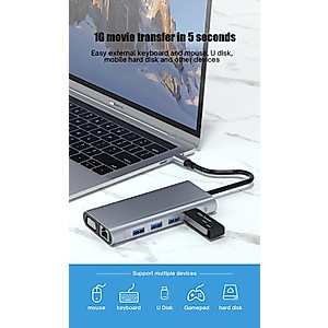 FDBV Docking Station USB C Hub 11-in-1 USB C Hub 4K USB C to HDMI Adapter for SD/MicroSD Card Reader 4 USB 3.0 Ports with 87W PD Charging Port