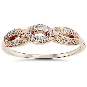 P3 POMPEII3 1/5ct Diamond Infinity Ring 14k Rose Gold - Size 8