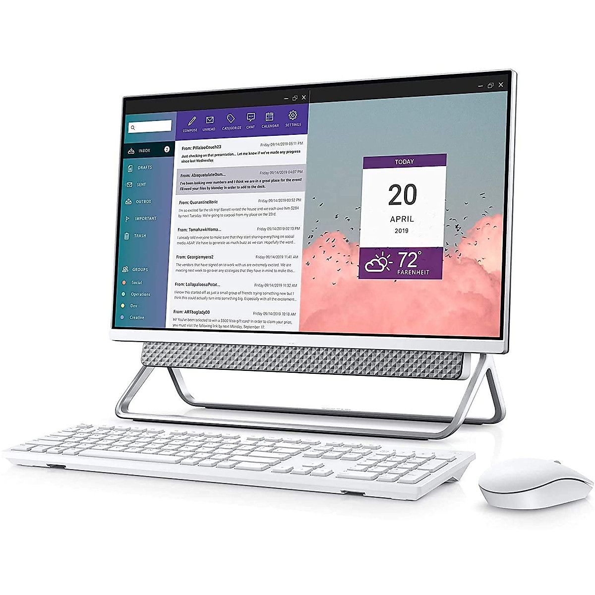 Basrdis Latest_Dell Inspiron 24 5000 All-in-One A-Frame Stand, 23.8" FHD Anti-Glare Infinity Touch, Intel Core i7-10510U, 16GB, 512GB SSD, Windows 10, Wireless Keyboard Mouse, 1-Month Support