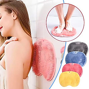 2 Pcs Shower Foot & Back Scrubber, Silicone Bath Massage Pad, Silicone Body Scrubber, Wall Mounted Back Scrubber, Silicone Bath Massage Cushion Brush with Suction Cups
