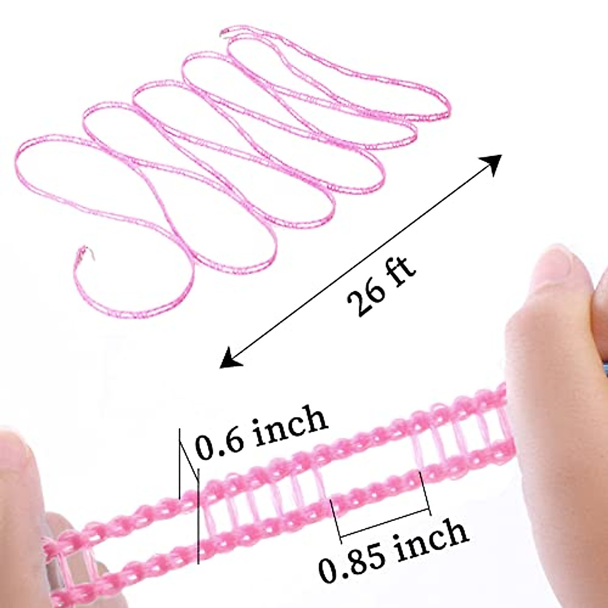FuninCrea Washing Line 8m, Non-slip and Windproof Clothes Line, Portable Washing Line with 2pcs Stainless Hooks, Fence-Like Rope Washing Line for Indoor Outdoor Camping Traveling (pink)
