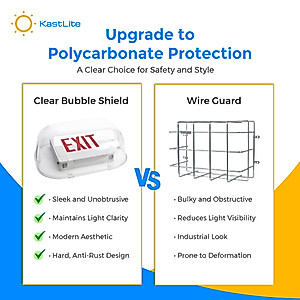 KastLite Clear Polycarbonate Emergency Exit Sign Cage - Protective Non Wire Guard Cover for Lighted Signs - Wall & Ceiling Light Damage Stopper - Outdoor Business & Home Lighting Protector (Clear, BG-1 22" x 15")
