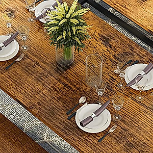 Recaceik 47" Dining Room Table Set with 2 Benches, Kitchen Dining Table Set for 4 Persons, Space Saving Kitchen Table and Chair Set for Dining Room, Small Space, Breakfast Nook(Brown)