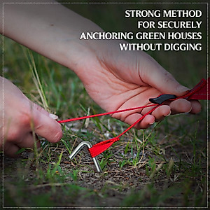 Tent Stakes For Outdoor Camping Heavy Duty Metal, Galvanized Rust-Free Yard Stakes, 10 Garden Edging Fence Hook | Garden Stakes For Gardening & Canopies, Tent Pegs - By Ram-Pro