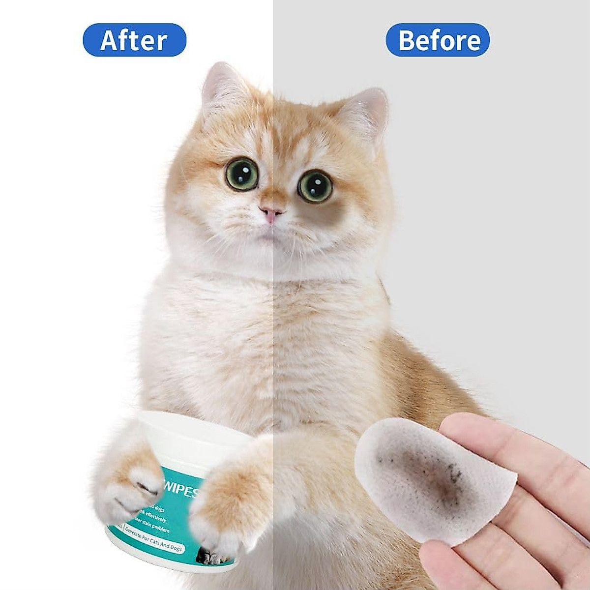 Generic Gentle Eyes Wipes for Dogs Cats, Pet Cleaning Grooming Deodorizing, Remove Tear Stain, Eye Debris, Discharge & Mucus Secretions, Textured Eye Wipes for Eyes, Wrinkle, Face - 100 pcs, 1 Box