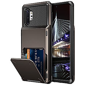 Vofolen Case for Galaxy Note 10+ 10 Plus Case Wallet 4-Slot Pocket ID Card Holder Scratch Resistant Dual Layer Protective Bumper Rubber Armor Hard Shell Cover for Samsung Galaxy Note 10 Plus Gun Metal