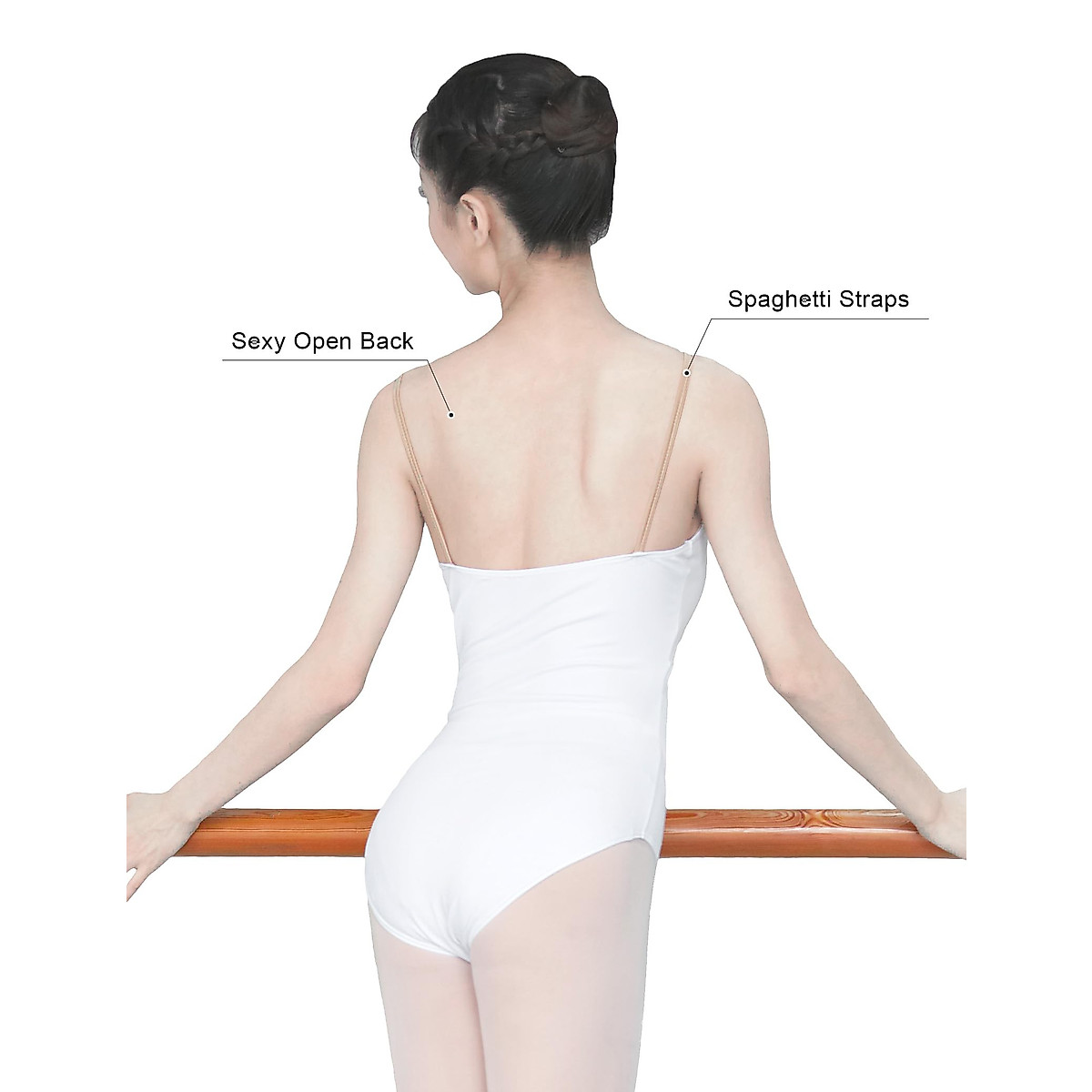 Phoeswan Ballet Leotards for Women, Deep V Camisole White Dance Leotards, Elegant Adult Leotards for Women Dance, Size XL