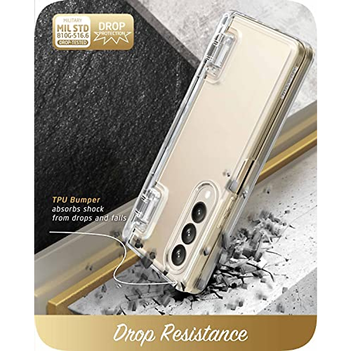 i-Blason Cosmo Series for Samsung Galaxy Z Fold 4 Case with Pen Holder 5G (2022), Stylish Protective Bumper Z Fold 4 Clear Case with Built-in Screen Protector (Clear)