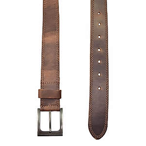 Hide & Drink, Men's Two Row Stitch Leather Belt Handmade :: Bourbon Brown (Size 34)